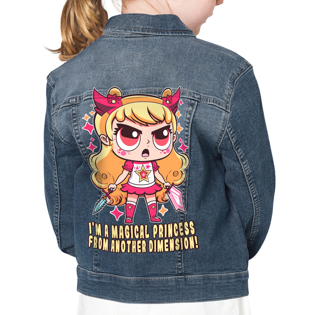 Magical Princess Kids' Denim Jacket - Graphic Art Jean Jacket - Cartoon ...